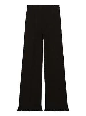 Claudie Pierlot Frilled-trim Flared-leg Mid-rise Stretch-knit Trousers - Black
