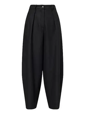ME+EM Wide-leg Pleated Woven Trousers - Black