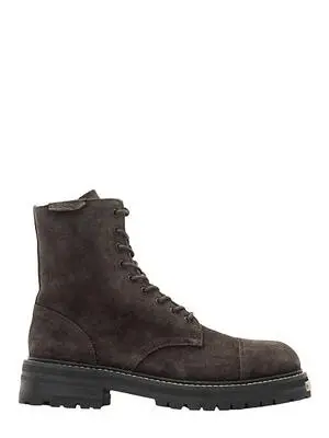 ALLSAINTS Hank Suede Biker Boots - Warm Grey