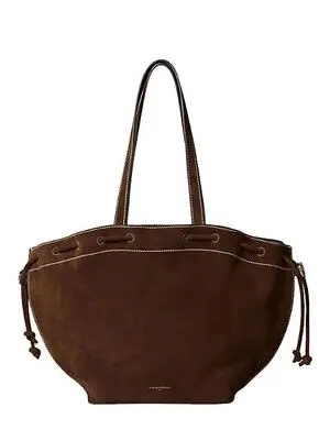 Claudie Pierlot Logo-embossed Suede Tote - Chocolate