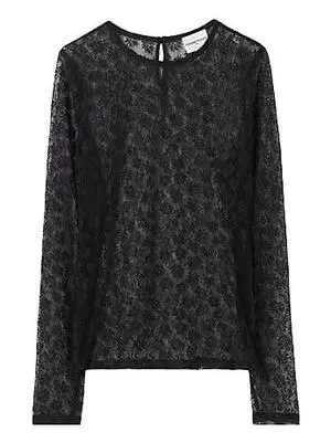 Claudie Pierlot Lace-embroidered Stretch-woven Top - Black