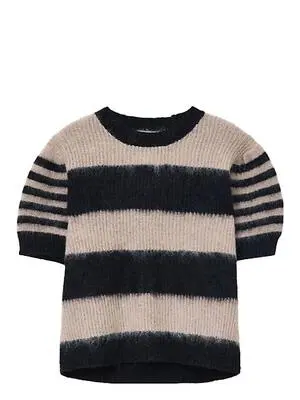 ALLSAINTS Clem Striped Mohair-wool Blend Top - Black/beige