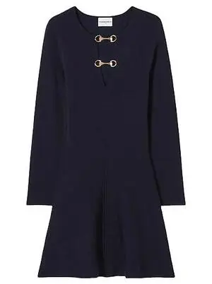 Claudie Pierlot V-neck Stretch-knit Mini Dress - Navy