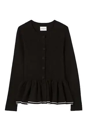 Claudie Pierlot Slim-fit Knitted Cardigan With Frill Trim - Black