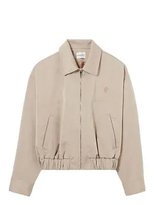 Claudie Pierlot Oversized Brand-embroidered Woven Jacket - Beige