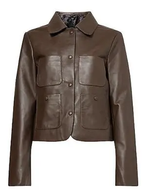 ME+EM Patch-pocket Leather Jacket - Chocolate
