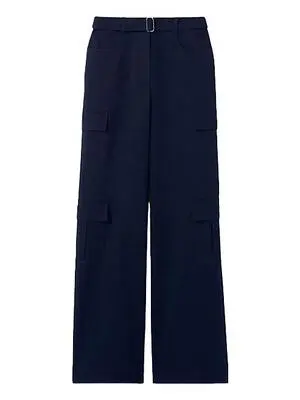 Claudie Pierlot Belted Stretch-cotton Cargo Trousers - Navy