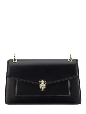 BVLGARI Serpenti Forever Medium Shoulder Bag - Black