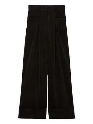 Claudie Pierlot Wide-leg Stretch-velvet Trousers - Black