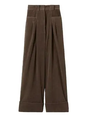 Claudie Pierlot Wide-leg Stretch-velvet Trousers - Taupe