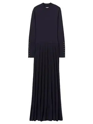 Claudie Pierlot Pleated Knitted Maxi Dress - Navy