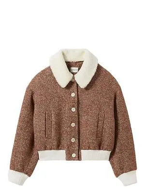 Claudie Pierlot Faux Fur-collar Wool-blend Coat - Dual-color
