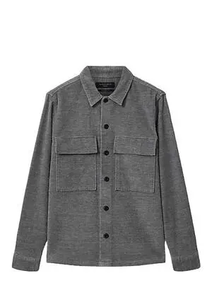ALLSAINTS Hawker Patch-pocket Long-sleeve Stretch-cotton Shirt - Light Grey