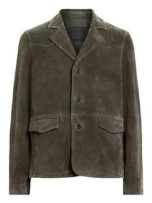ALLSAINTS Hornett Western-yoke Regular-fit Suede Blazer - Gull Brown