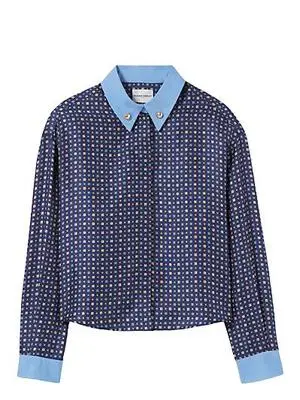 Claudie Pierlot Geometric Printed Silk And Cotton Shirt - Dark Print