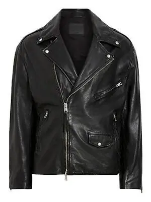 ALLSAINTS Bradford Oversized Leather Jacket - Black