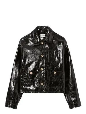 Claudie Pierlot Collared Leather Jacket - Black