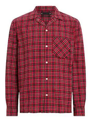ALLSAINTS Felix Resort-collar Checked Cotton Shirt - Claret Red