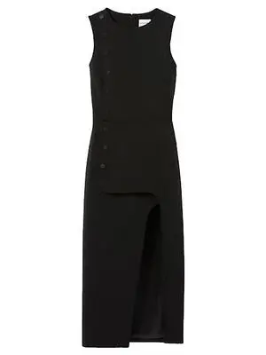 Claudie Pierlot Button-down Round-neck Midi Dress - Black