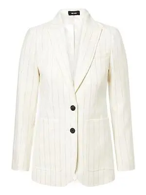 ME+EM Metallic Pinstripe Woven Blazer - Ivory/gold