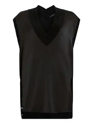 ALLSAINTS Stud-embellished Satin And Wool Tank Top - Black