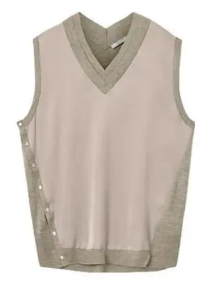 ALLSAINTS Stud-embellished Satin And Wool Tank Top - Taupe Grey