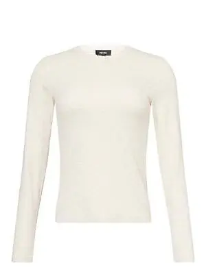 ME+EM Regular-fit Ribbed Stretch-cotton Top - Cream Melange