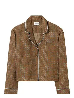 Claudie Pierlot Graphic-print Silk Shirt - Brown Tie