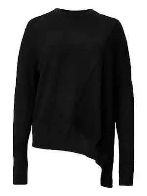ALLSAINTS Isla Crewneck Asymmetric-hem Merino-wool Jumper - Black