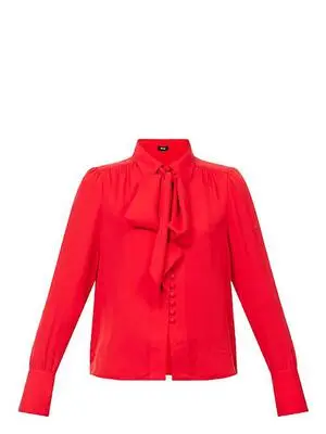 ME+EM Layering Tie Silk Shirt - True Scarlet Red