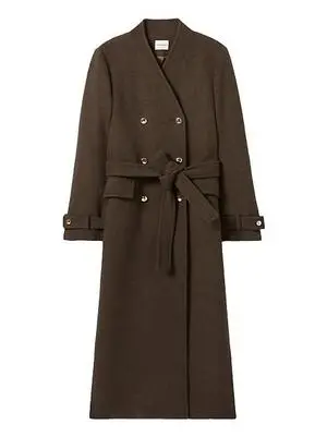 Claudie Pierlot Long Kimono-collar Wool-blend Coat - Khaki
