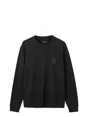 ALLSAINTS Waved Crewneck Logo-print Cotton Sweatshirt - Jet Black