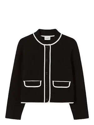 Claudie Pierlot Contrast-trim Ribbed Knitted Cardigan - Dual-color
