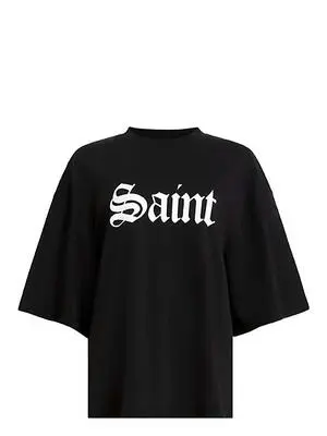 ALLSAINTS Amelie Branded-print Cotton-jersey T-shirt - Black