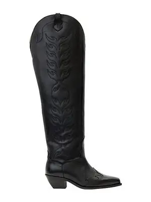 ALLSAINTS Landon Western Leather Knee-high Boots - Black
