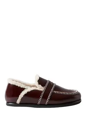 Claudie Pierlot Shearling-lined Leather Mules - Burgundy