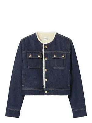 Claudie Pierlot Round-neck Denim Jacket - Brut Denim