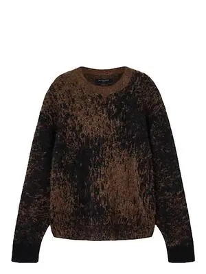 ALLSAINTS Graphic-print Stretch Wool-blend Jumper - Brown
