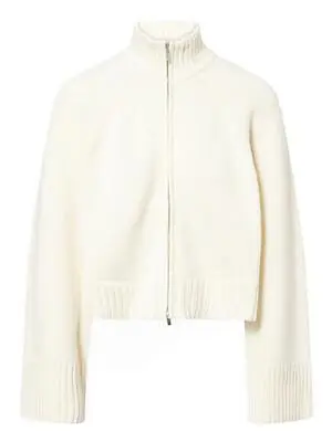 ME+EM High-neck Merino-wool And Cashmere Knitted Jacket - Cream