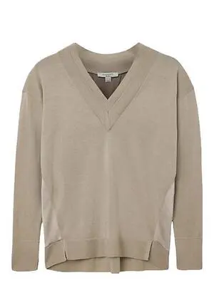 ALLSAINTS Bern V-neck Merino-wool Jumper - Taupe Grey