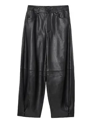 ALLSAINTS Jett Lea Wide-leg Mid-rise Leather Trousers - Black
