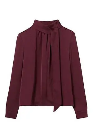 Claudie Pierlot Tie-neck Woven Blouse - Burgundy