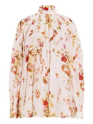 ALLSAINTS Pearla Floral-print Tie-neck Blouse - Armada White