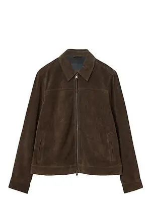 ALLSAINTS Rhone Collared Suede Jacket - Cocoa Brown