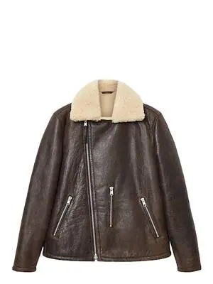 ALLSAINTS Xylon Leather Biker Jacket - Barkwood Brown