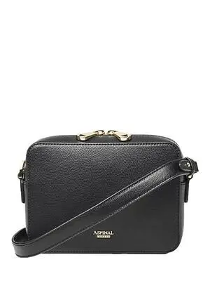 ASPINAL OF LONDON Leather Camera Bag With Logo Plaque - Black