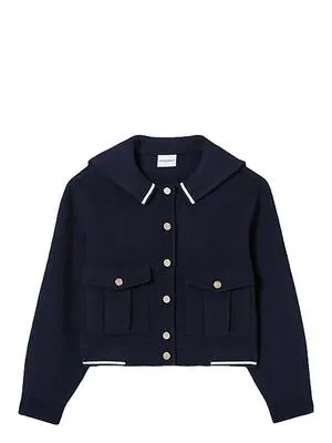 Claudie Pierlot Sailor-collar Wool-blend Jacket - Navy