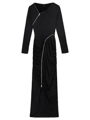 ALLSAINTS Elsie Zip-detail Stretch-woven Maxi Dress - Black