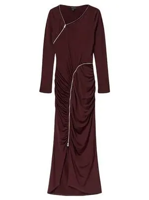 ALLSAINTS Elsie Zip-detail Stretch-woven Maxi Dress - Oxblood Red