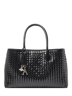 ASPINAL OF LONDON Woven Leather Tote Bag - Black